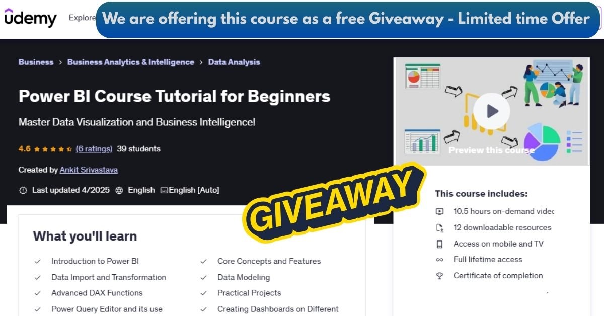 Power BI Course for Beginners - Udemy Giveaway - Colorstech.net
